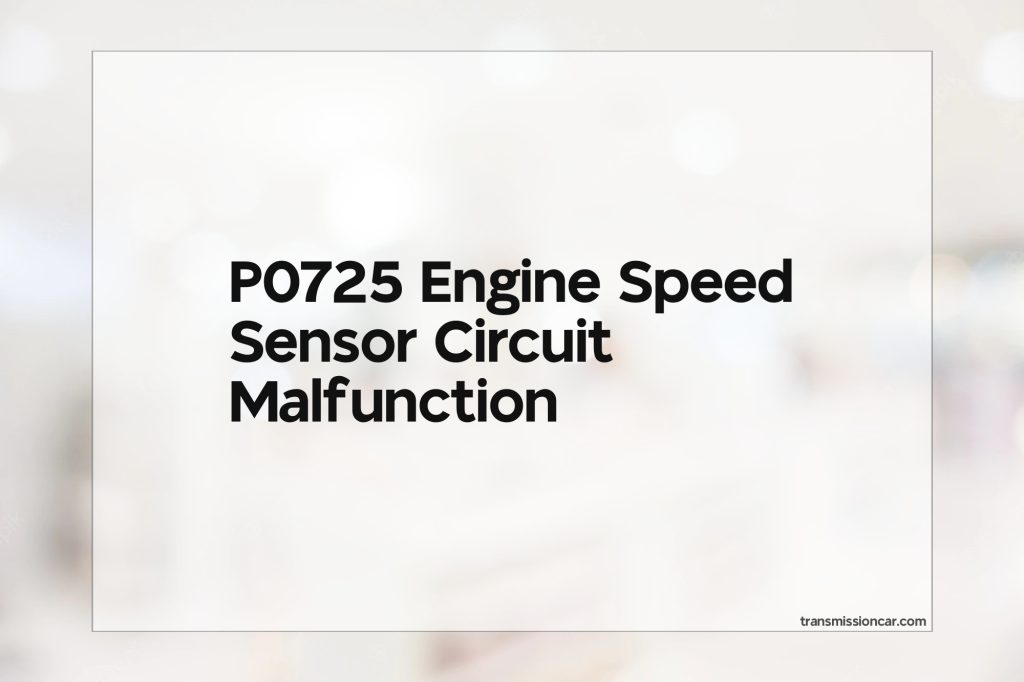 P0725 Engine Speed Sensor Circuit Malfunction - Car Transmission Guide